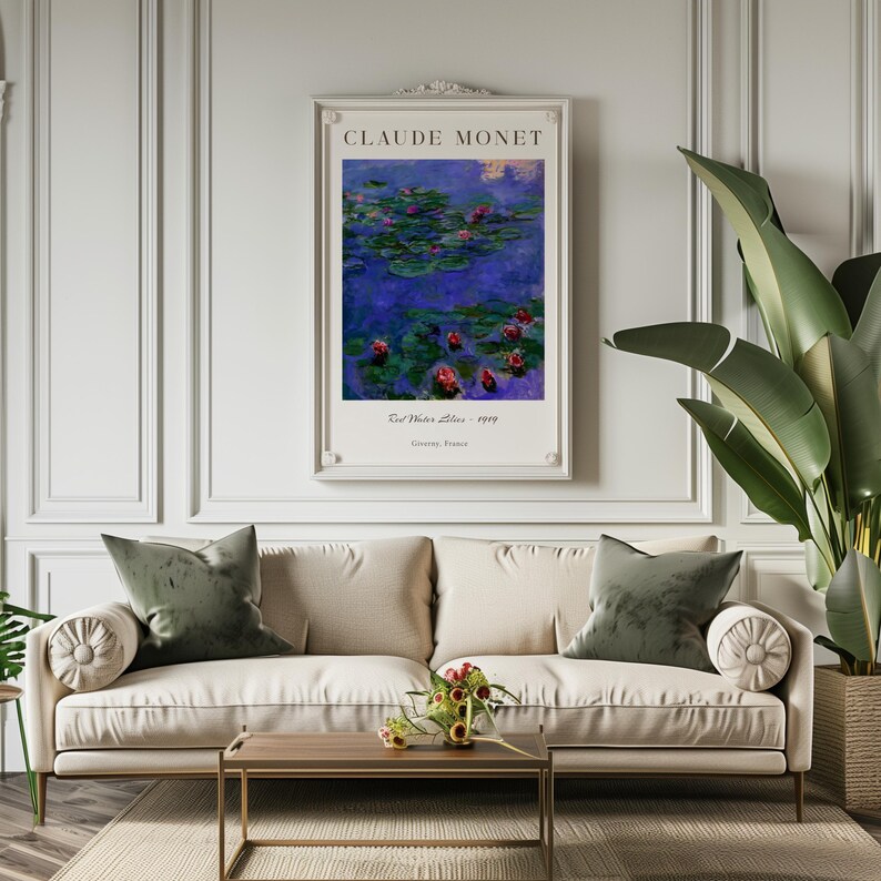 Claude Monet Print Red Water Lilies Monet Poster Impressionist Painting ...