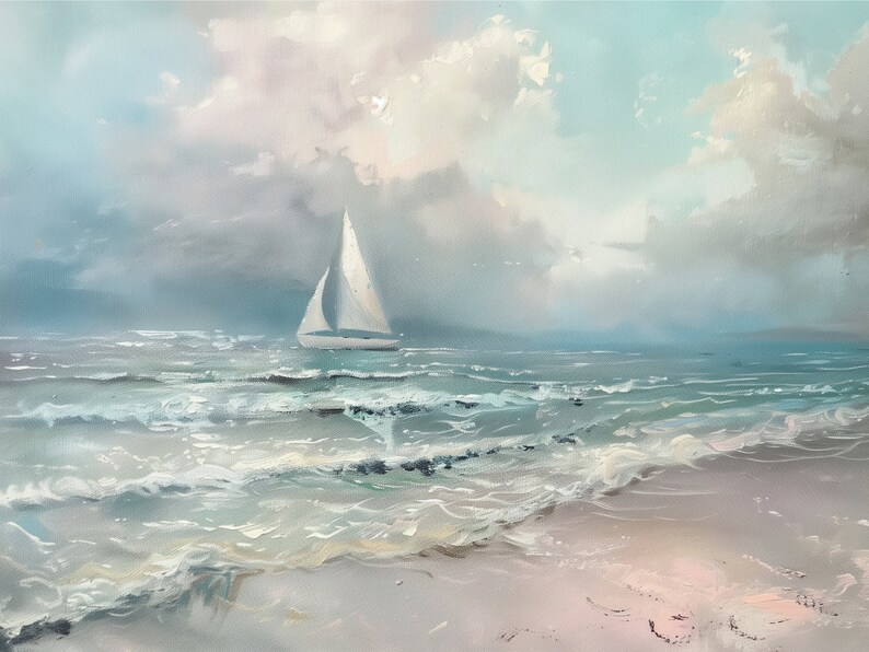 Boat Painting Maritime Decor, Sailboat Painting Frame TV Art Summer ...