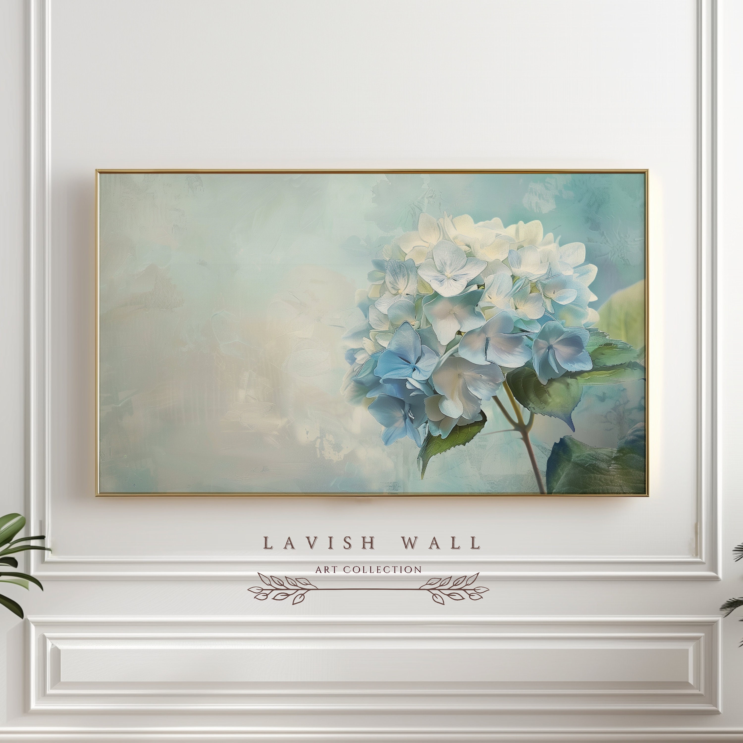 Blue Hydrangea Wall Art Frame TV Art Spring, Floral Art TV, Hydrangea ...