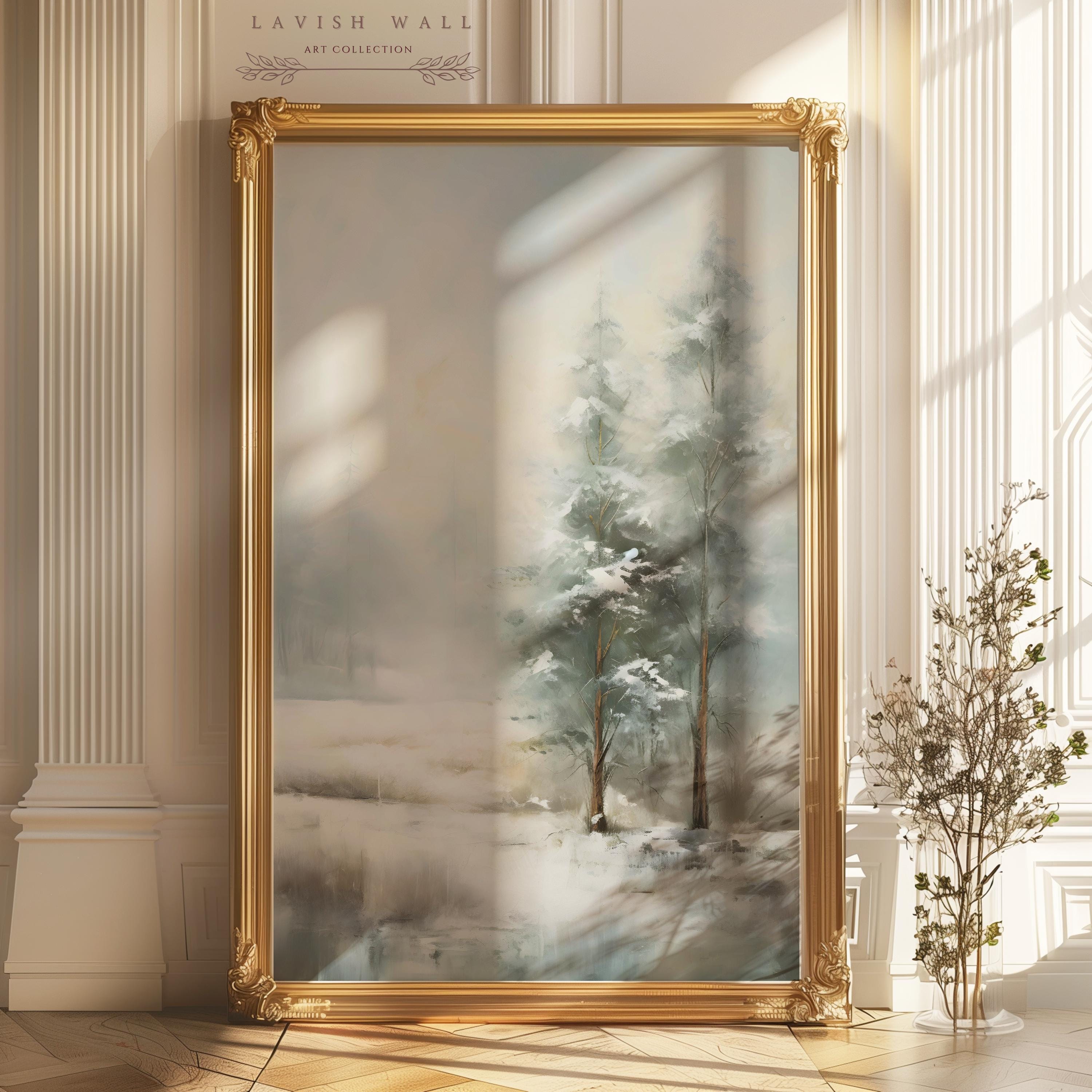Winter Tree Painting Moody Winter Print Snow Scene Winter Poster Snowy ...