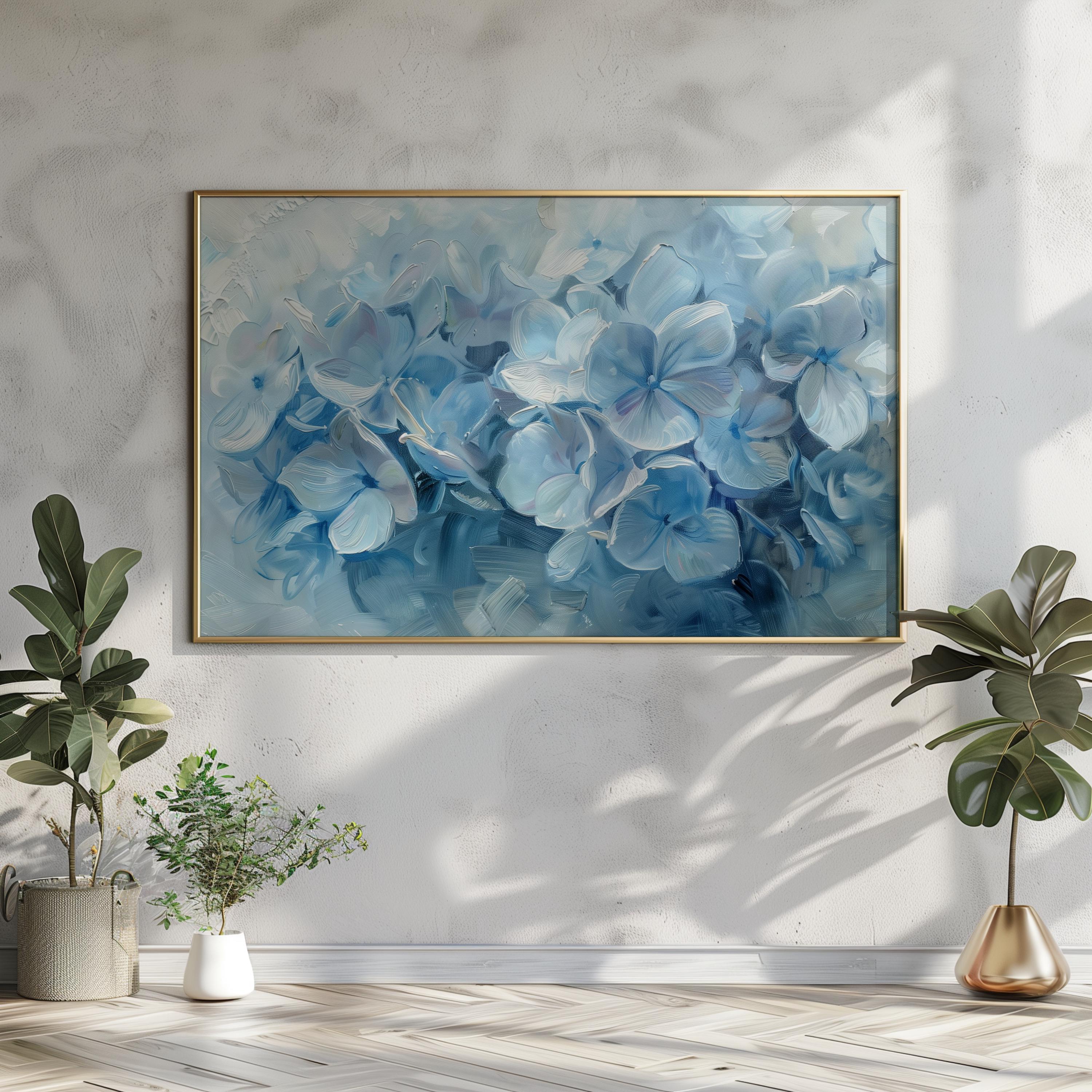 Blue Hydrangea Wall Art Print, Printable Large Artwork, Hydrangea ...