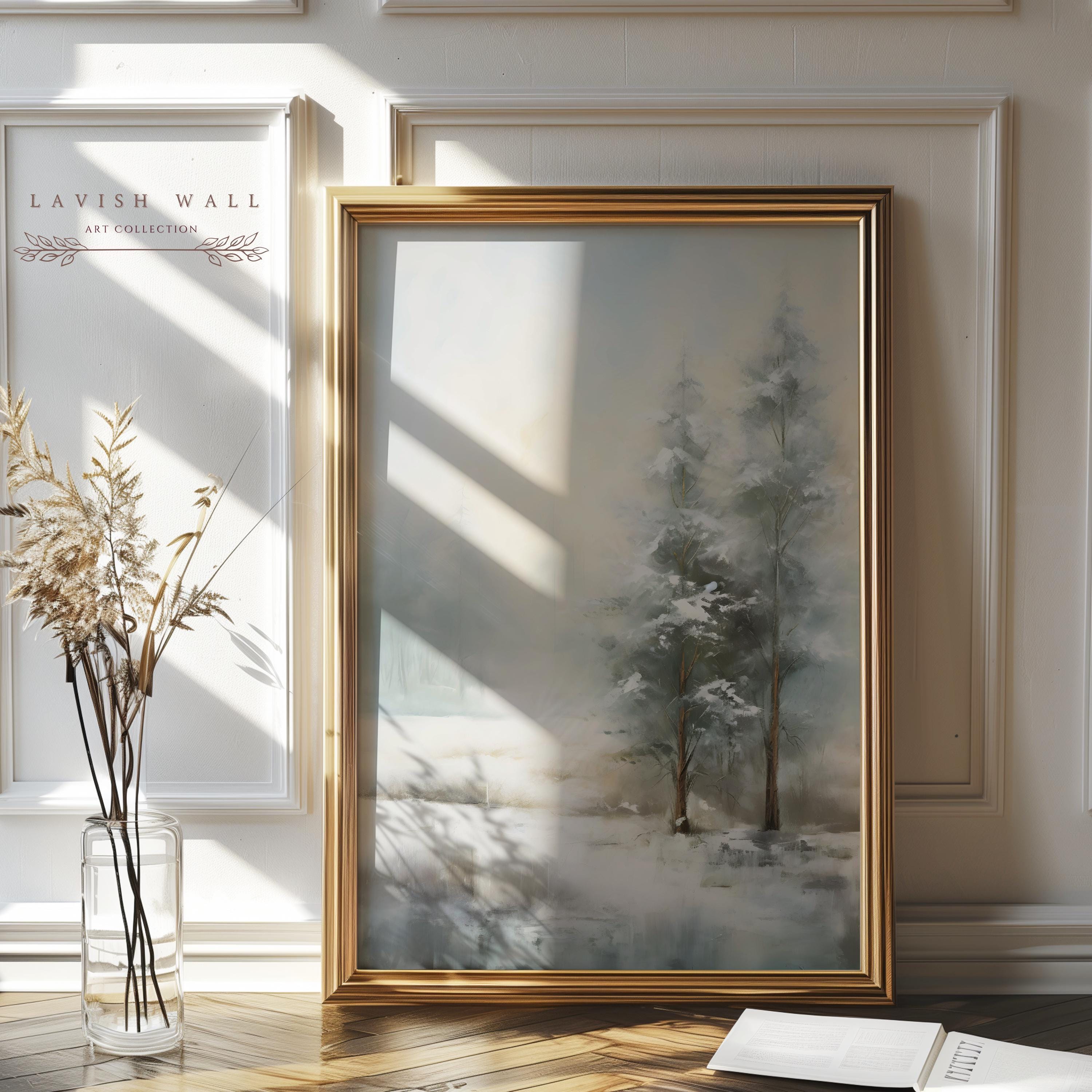 Winter Tree Painting Moody Winter Print Snow Scene Winter Poster Snowy ...