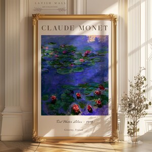 Claude Monet Print Red Water Lilies Monet Poster Impressionist Painting ...