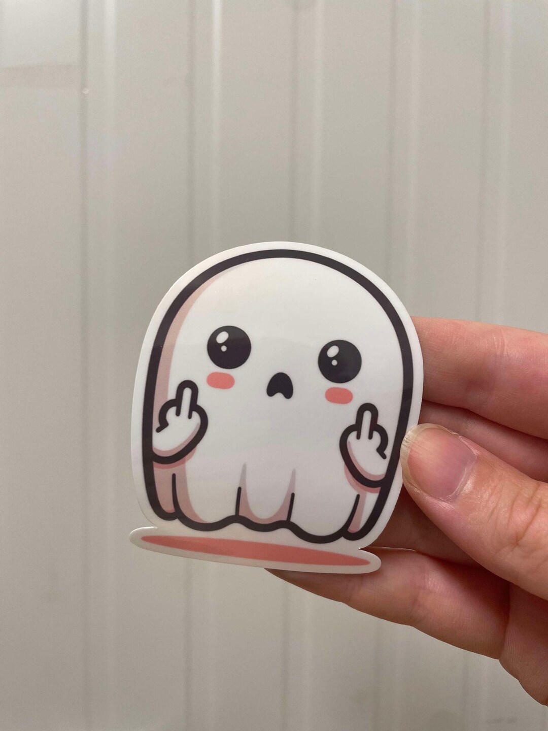 Ghost Flippin the Middle Finger Sticker Waterproof, Laptop, Notebook ...