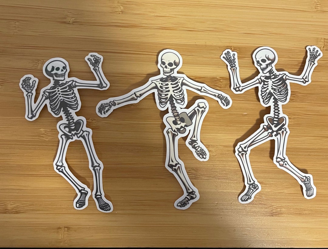 3 Dancing Skeletons Sticker Pack Skeleton Sticker Dance Macabre Sticker ...