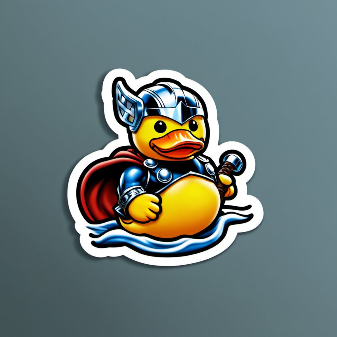 Thor Rubber Duck Vinyl Sticker, Waterproof Sticker, Water Bottle ...