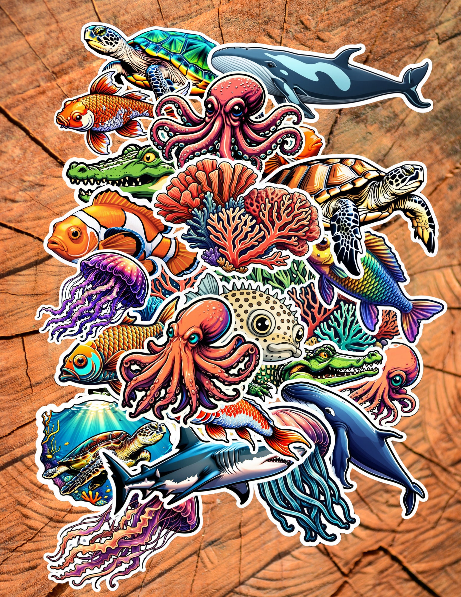 Marine Life Mystery Bag: Underwater-themed Sticker Set, Vibrant Vinyl ...