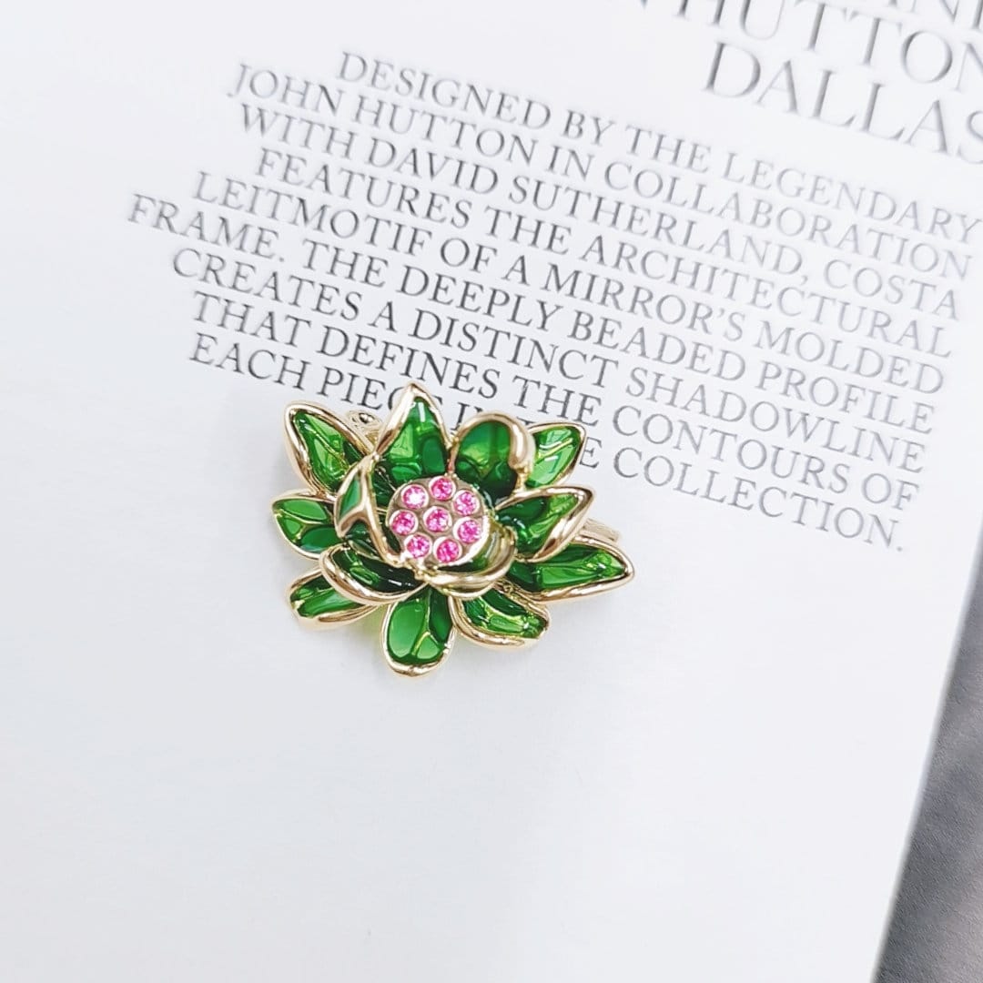 Enamel Lotus Flower Small Dainty Luxury Brooch Lepel Pin Water Lily Pin ...