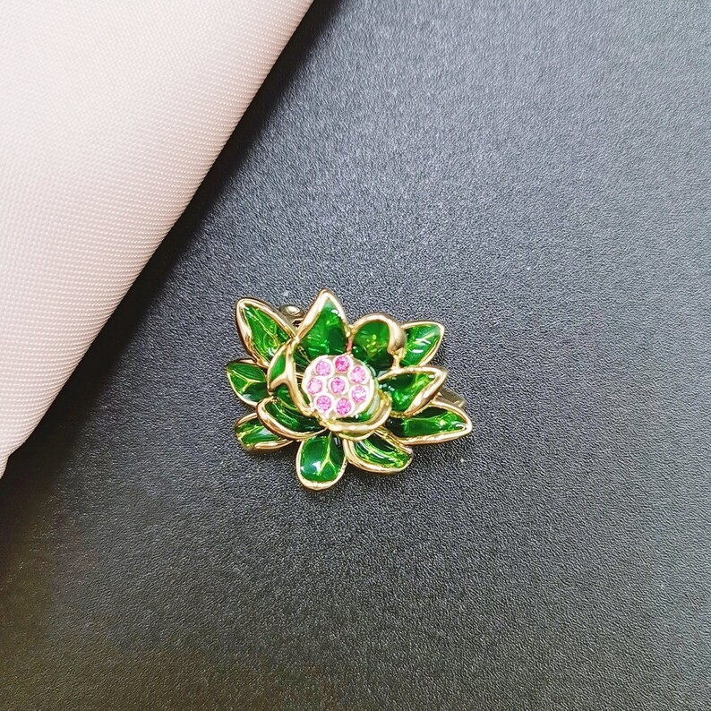 Enamel Lotus Flower Small Dainty Luxury Brooch Lepel Pin Water Lily Pin ...