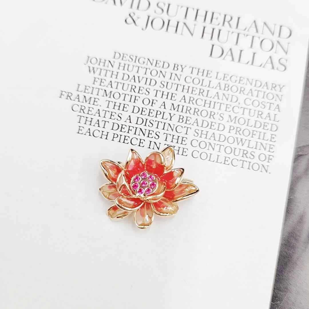 Enamel Lotus Flower Small Dainty Luxury Brooch Lepel Pin Water Lily Pin ...