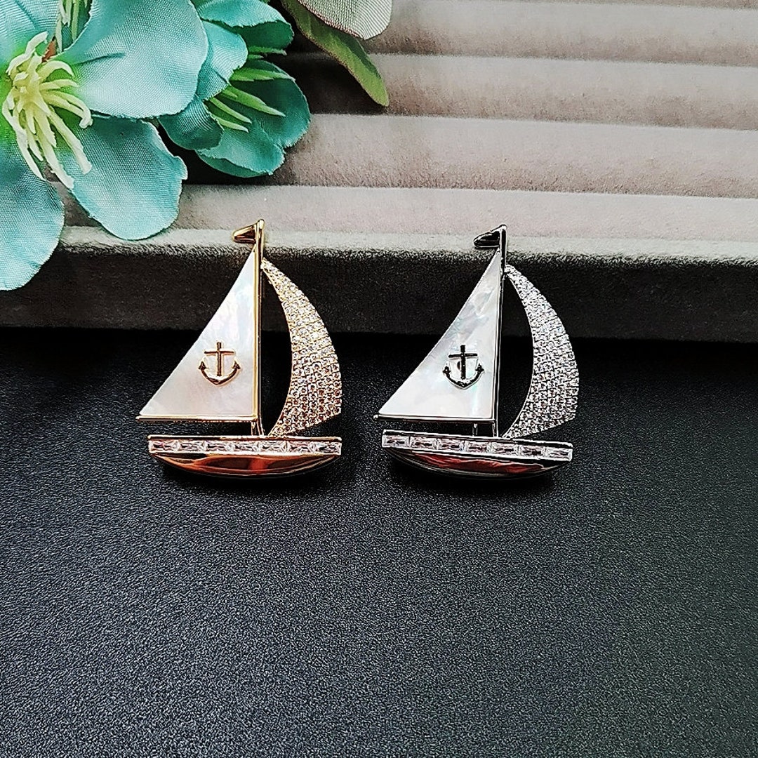 Sailboat Yacht Luxury Formal Brooch | 18K Gold Plated | Classy High End ...