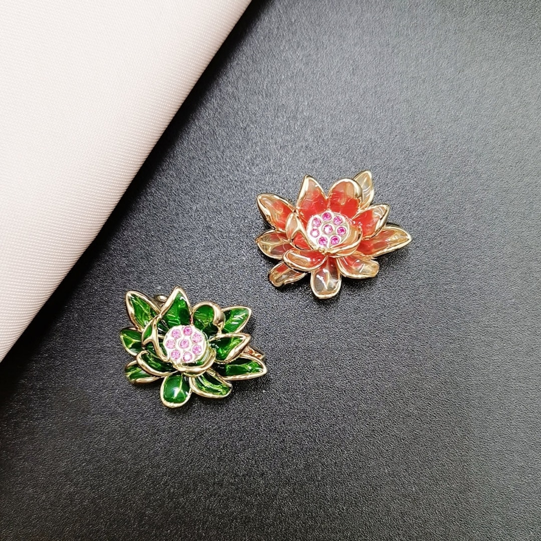 Enamel Lotus Flower Small Dainty Luxury Brooch Lepel Pin Water Lily Pin ...