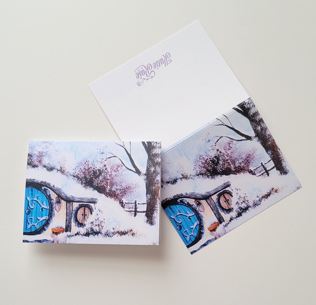 Winter Hobbit Hole Acrylic Painting Notecards, Hobbit Greeting Cards, Lord of the Rings ...