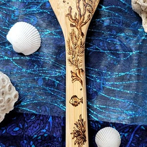 Coral Reef Woodburned Bamboo Spoon, Ocean Kitchen Decor - Etsy