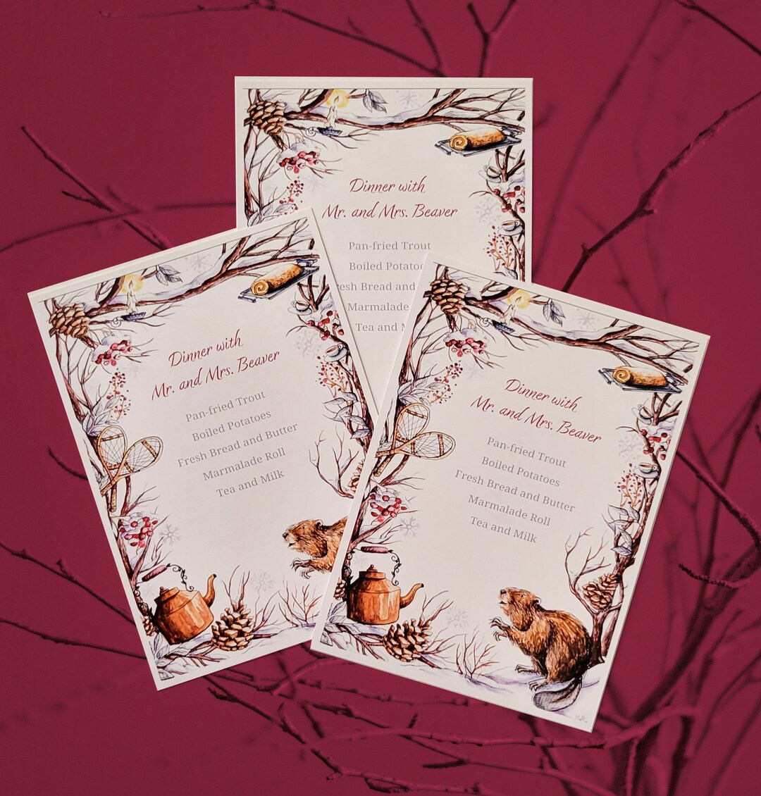 Dinner With Beavers Menu Art Print, Narnia Art Print, Watercolor Narnia Art Print - Etsy