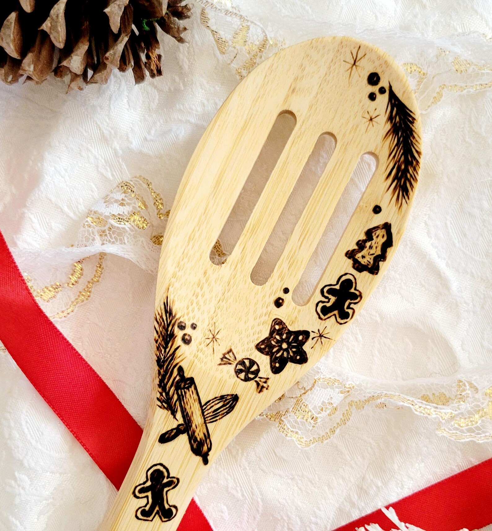 Christmas Baking Woodburned Spoon Set, Christmas Pyrography Spoons ...