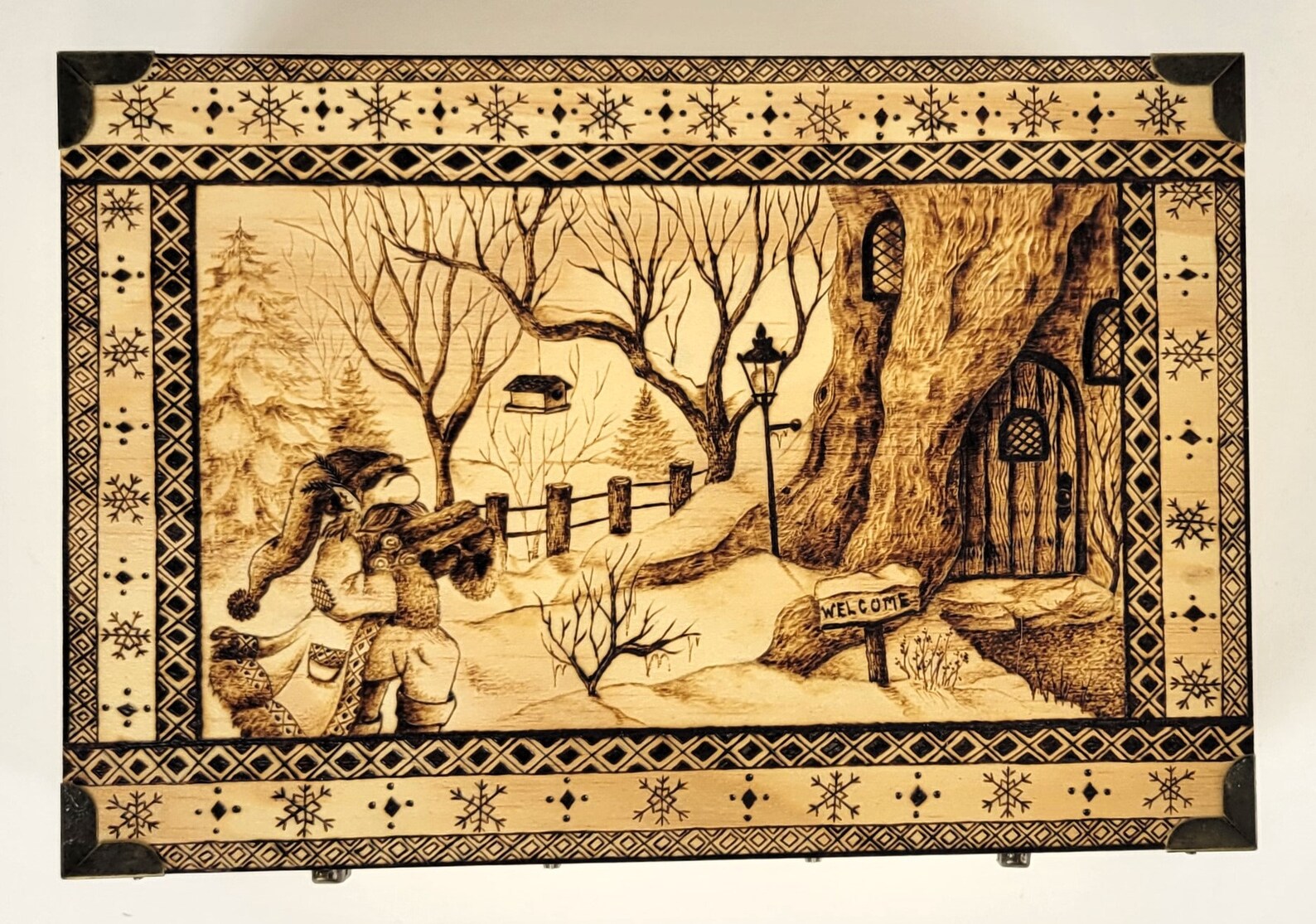 Woodburned Winter Gnome Box: Nordic Pyrography Art - Etsy