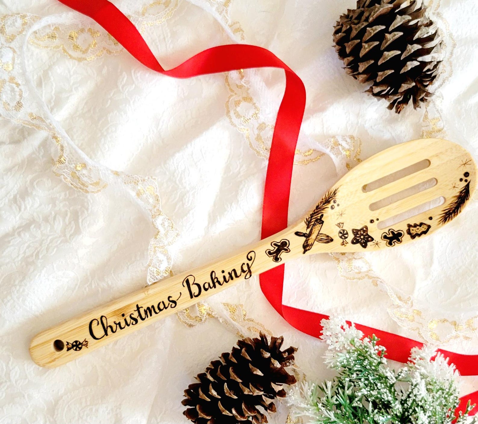 Christmas Baking Woodburned Spoon Set, Christmas Pyrography Spoons ...