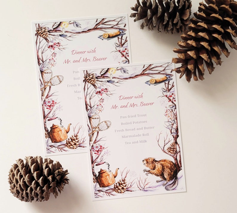 Dinner With Beavers Menu Art Print, Narnia Art Print, Watercolor Narnia ...