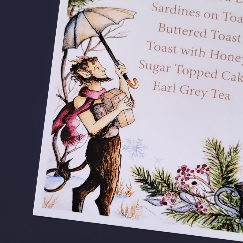 Mr. Tumnus Tea Menu Art Print, Narnia Art Print, Watercolor Narnia Art ...