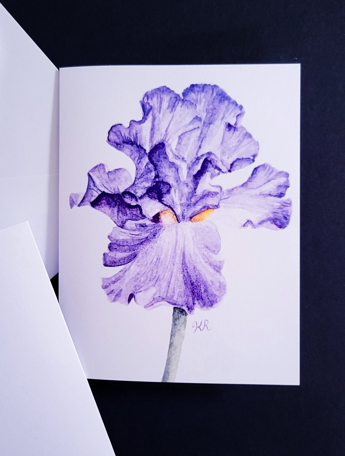 Purple Iris Watercolor Painting Notecards, Floral Greeting Cards ...
