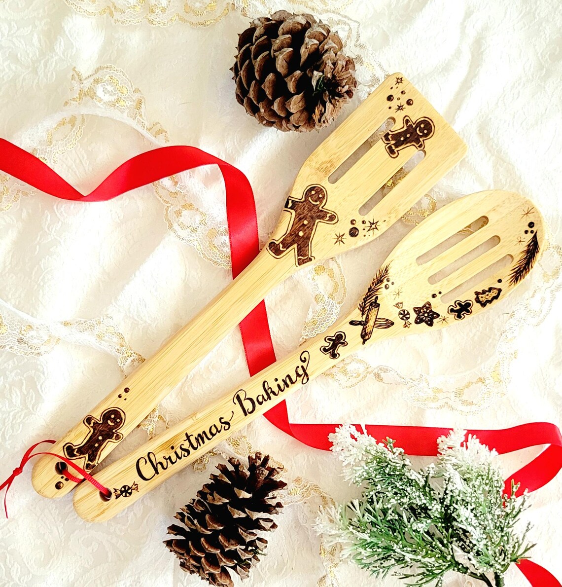 Christmas Baking Woodburned Spoon Set, Christmas Pyrography Spoons ...