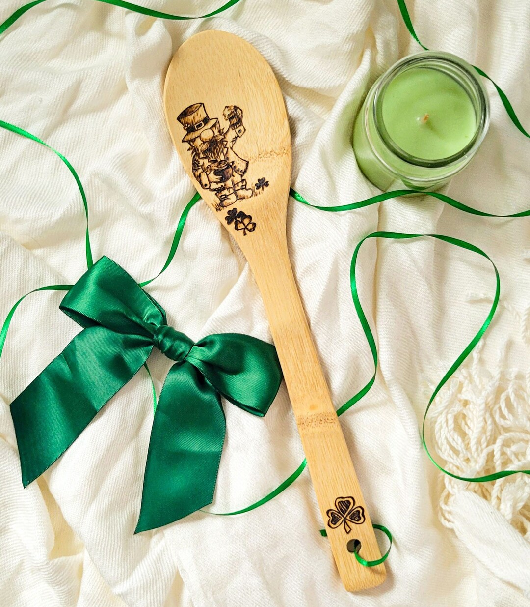 Leprechaun Woodburned Wooden Spoon Kitchen Decor, Pyrography Spoon, St ...