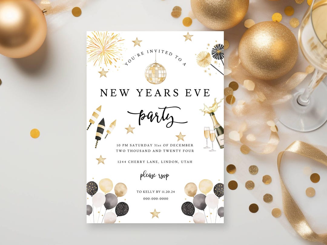 EDITABLE New Years Party Invitation, Cheers to the New Year, Printable ...