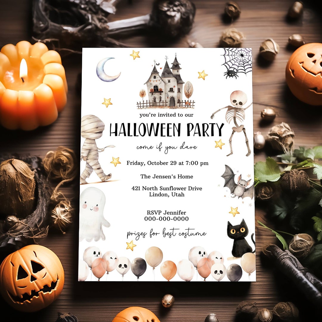 Editable Halloween Invitation Printable, Halloween Party Template ...