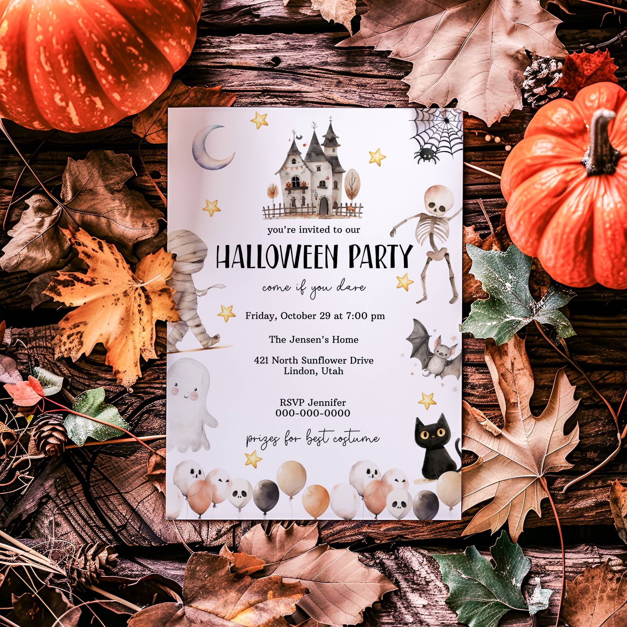 Editable Halloween Invitation Printable, Halloween Party Template ...