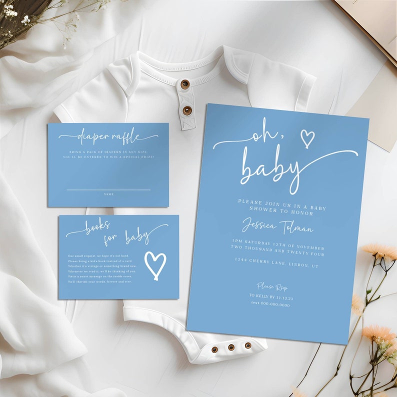 Editable Minimalist Baby Shower Invitation Bundle, Baby Shower ...