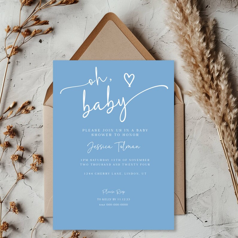 Editable Minimalist Baby Shower Invitation Bundle, Baby Shower ...