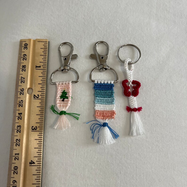 Handmade Keychain String Keychain Friendship Bracelet Keychain Knotted ...