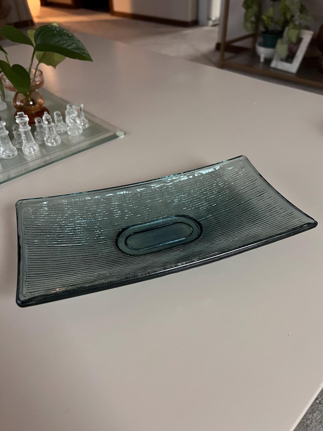 Concave Ribbed Glass Vanity Tray Catch All - Etsy