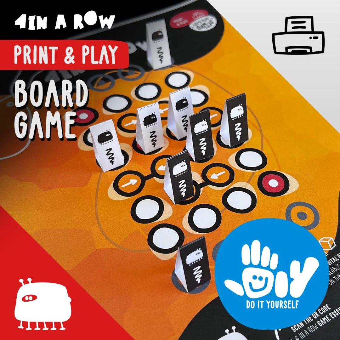 4 IN A ROW Printable Board Game Print and Play Fun Activity Game for ...