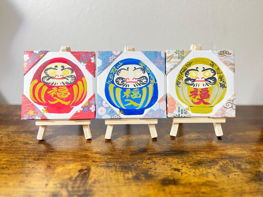 Original Daruma Desk Art Japanese Calligraphy Good Luck Decoration No ...