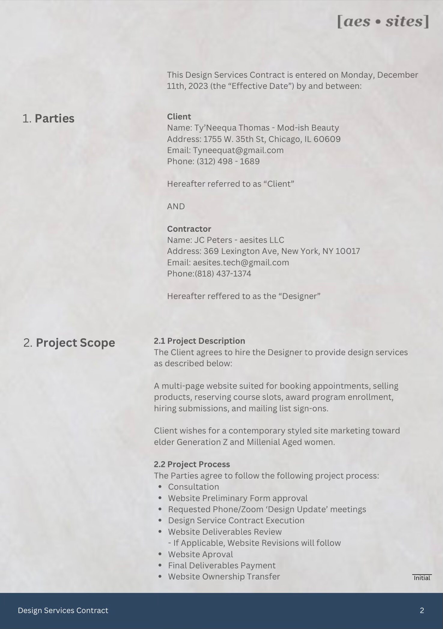 Professional Design Contract Template for Creatives Editable and ...