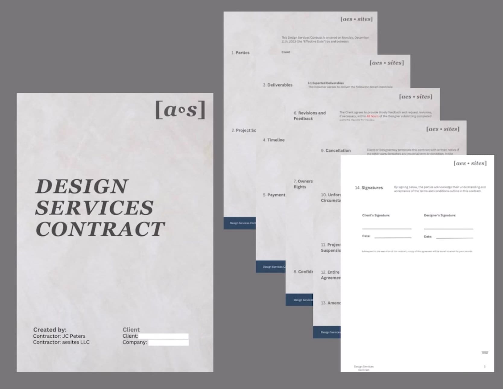 Professional Design Contract Template for Creatives Editable and ...