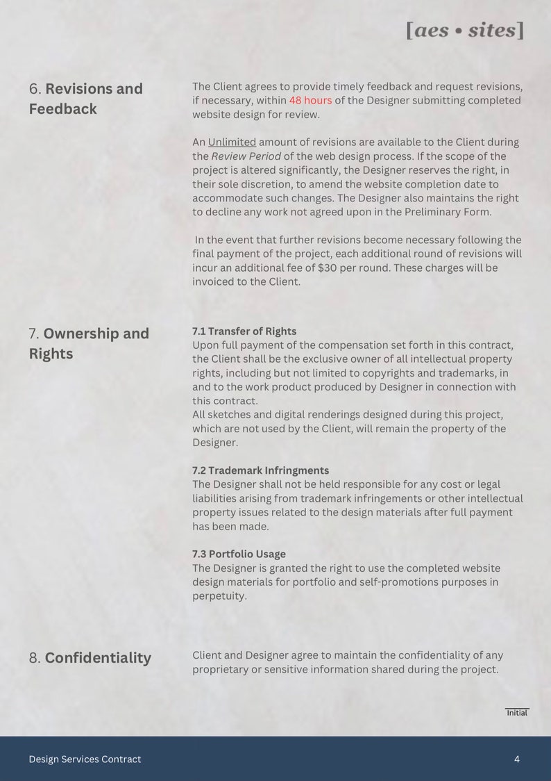 Professional Design Contract Template for Creatives Editable and ...