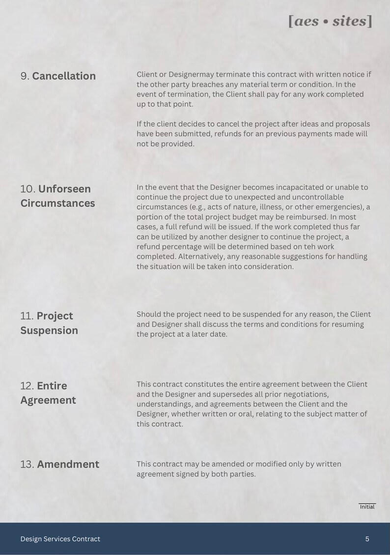 Professional Design Contract Template for Creatives Editable and ...