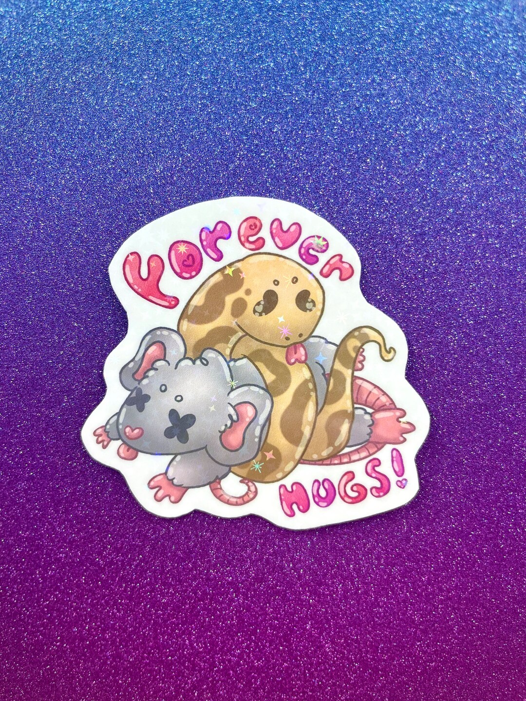 Rat and Snake Embracing as Brothers Forever Holographic Waterproof ...