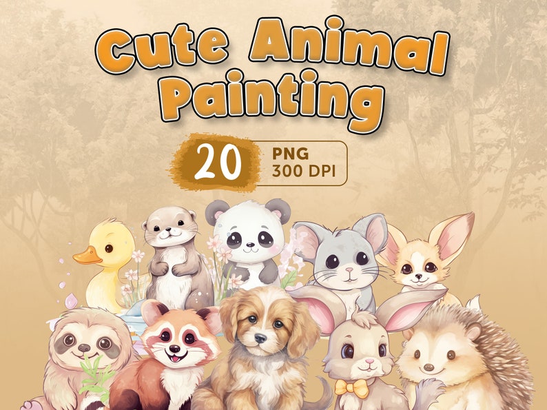 Animal Png Clipart Watercolor in Bundle, Digital Download Clipart ...