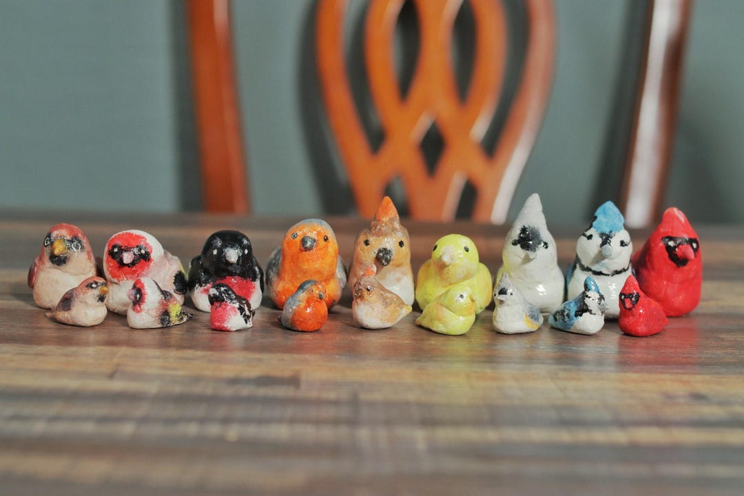 MYSTERY Handmade Small and Tiny Clay Birds Variety, Finch, Canary ...