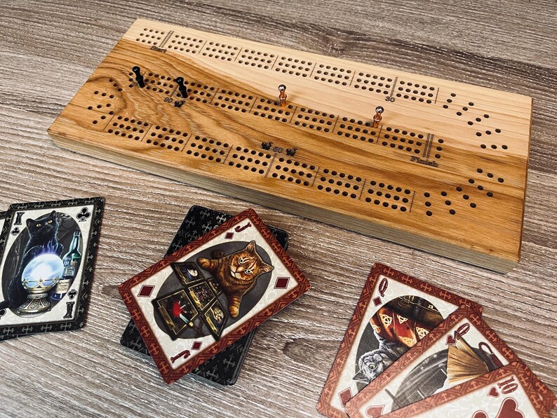 Custom Hickory Cribbage Board With Laser Engraving (hand Made, One of a ...