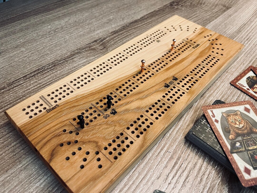 Custom Hickory Cribbage Board With Laser Engraving (hand Made, One of a ...