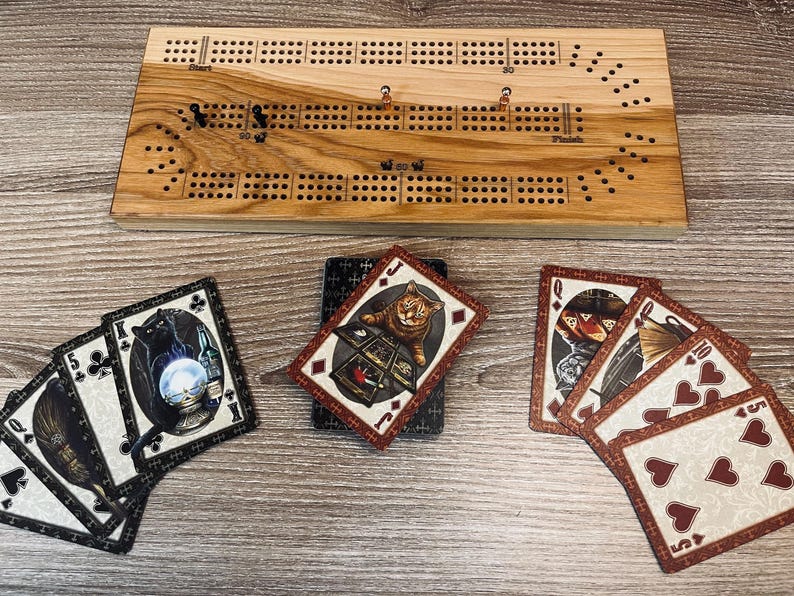 Custom Hickory Cribbage Board With Laser Engraving (hand Made, One of a ...