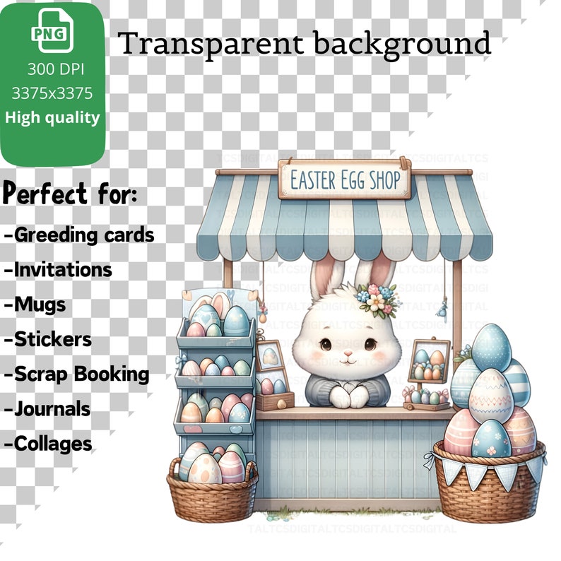 Easter Bunnies Clipart Bundle, Blue Watercolor Clipart Collection, Cute ...