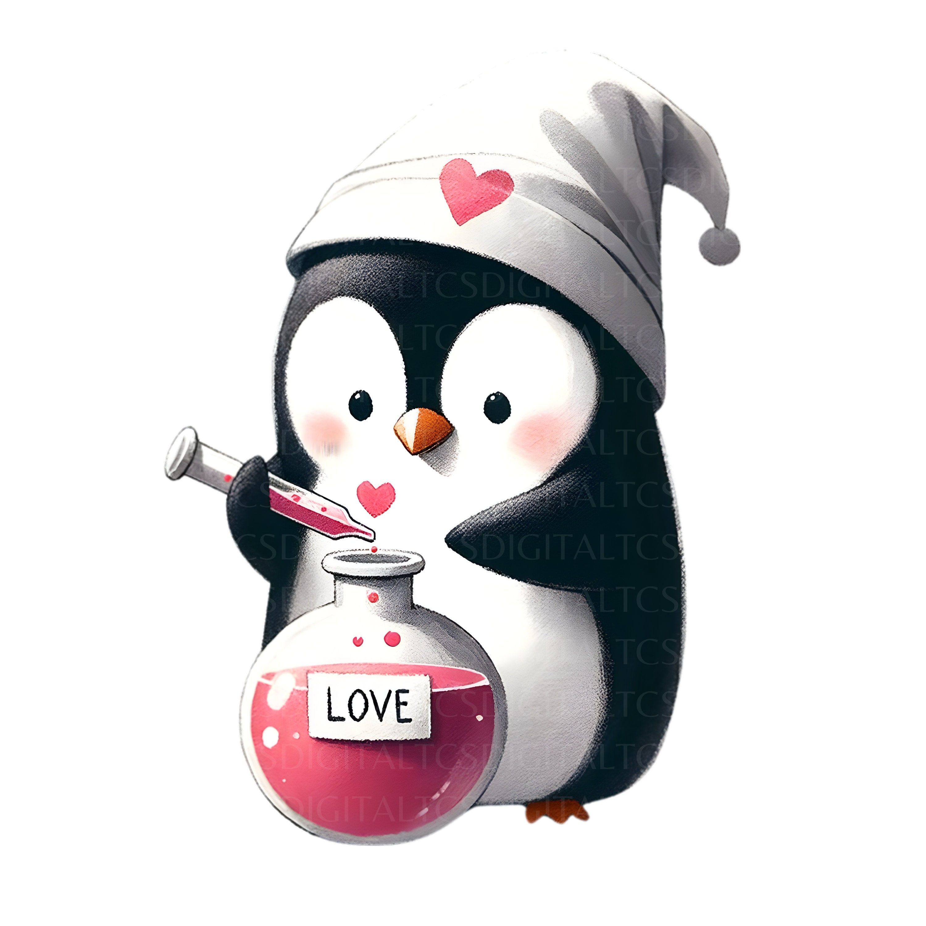 Love Penguin Clipart, Cute Valentine Penguins, 30 PNG Valentines ...