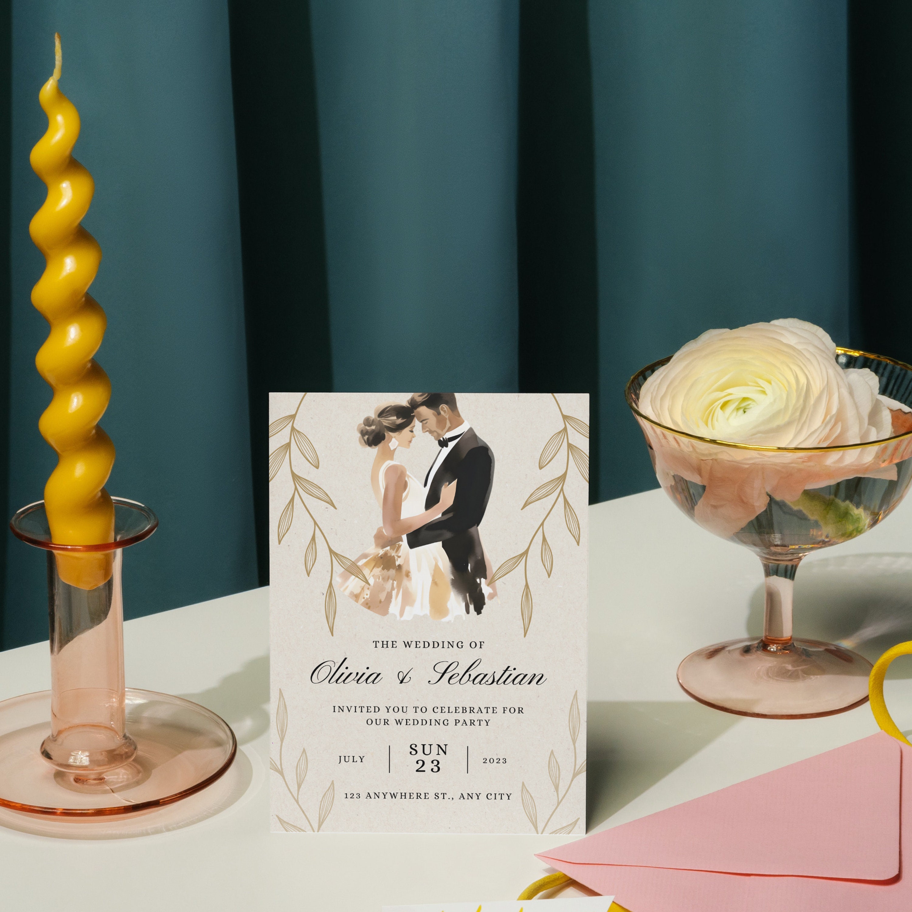 59 Watercolor Wedding Clipart Gold Themed, PNG, Digital Craft ...