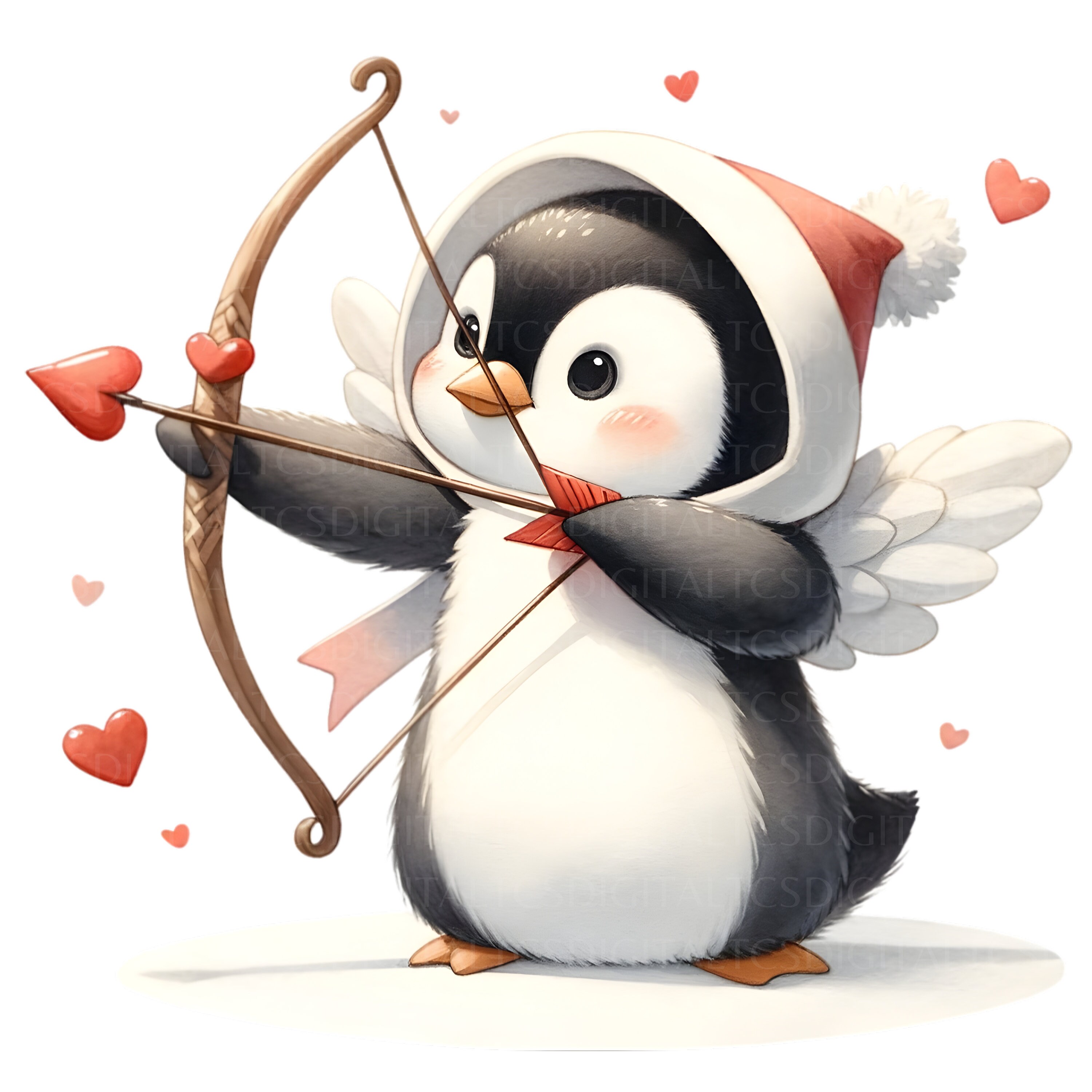 Love Penguin Clipart, Cute Valentine Penguins, 30 PNG Valentines ...